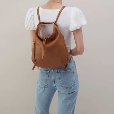 Merrin Convertible Backpack In Pebbled Leather - Warm Honey – HOBO