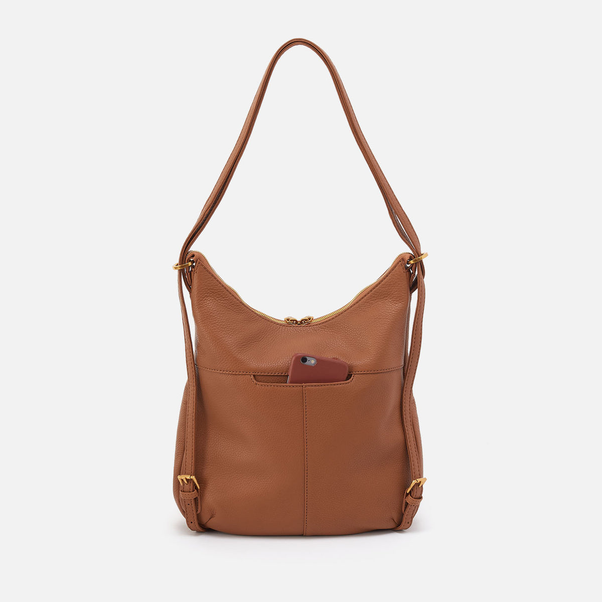 Merrin Convertible Backpack In Pebbled Leather - Warm Honey – HOBO