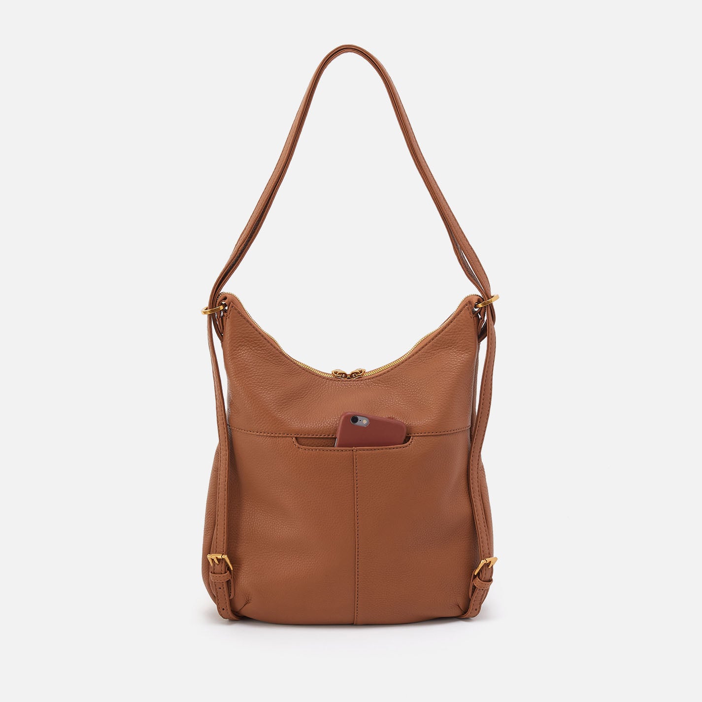 Merrin Convertible Backpack In Pebbled Leather - Warm Honey – HOBO
