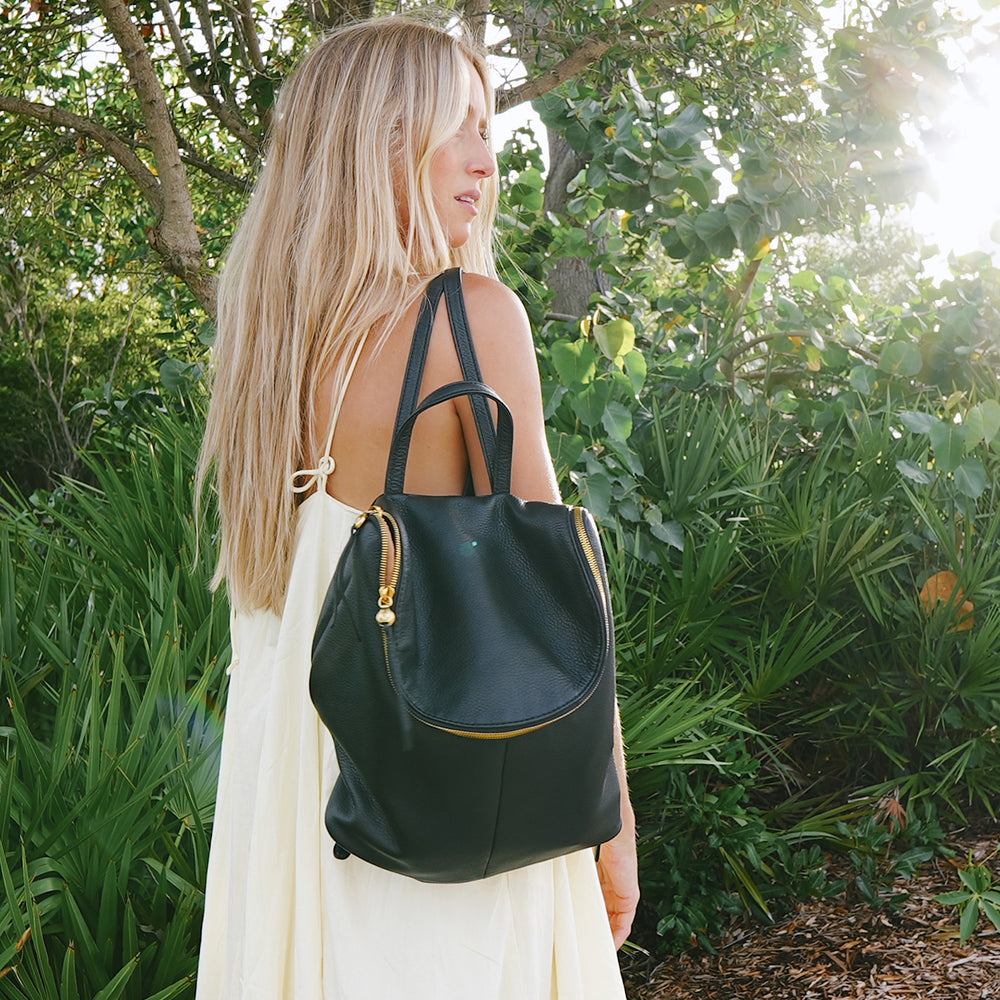 Fern Backpack In Pebbled Leather - Black – HOBO