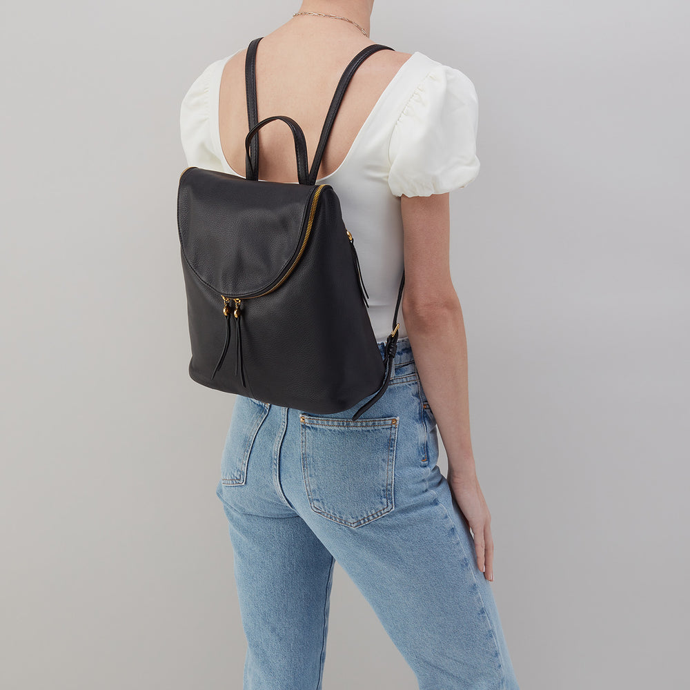 Fern Backpack In Pebbled Leather - Black – HOBO