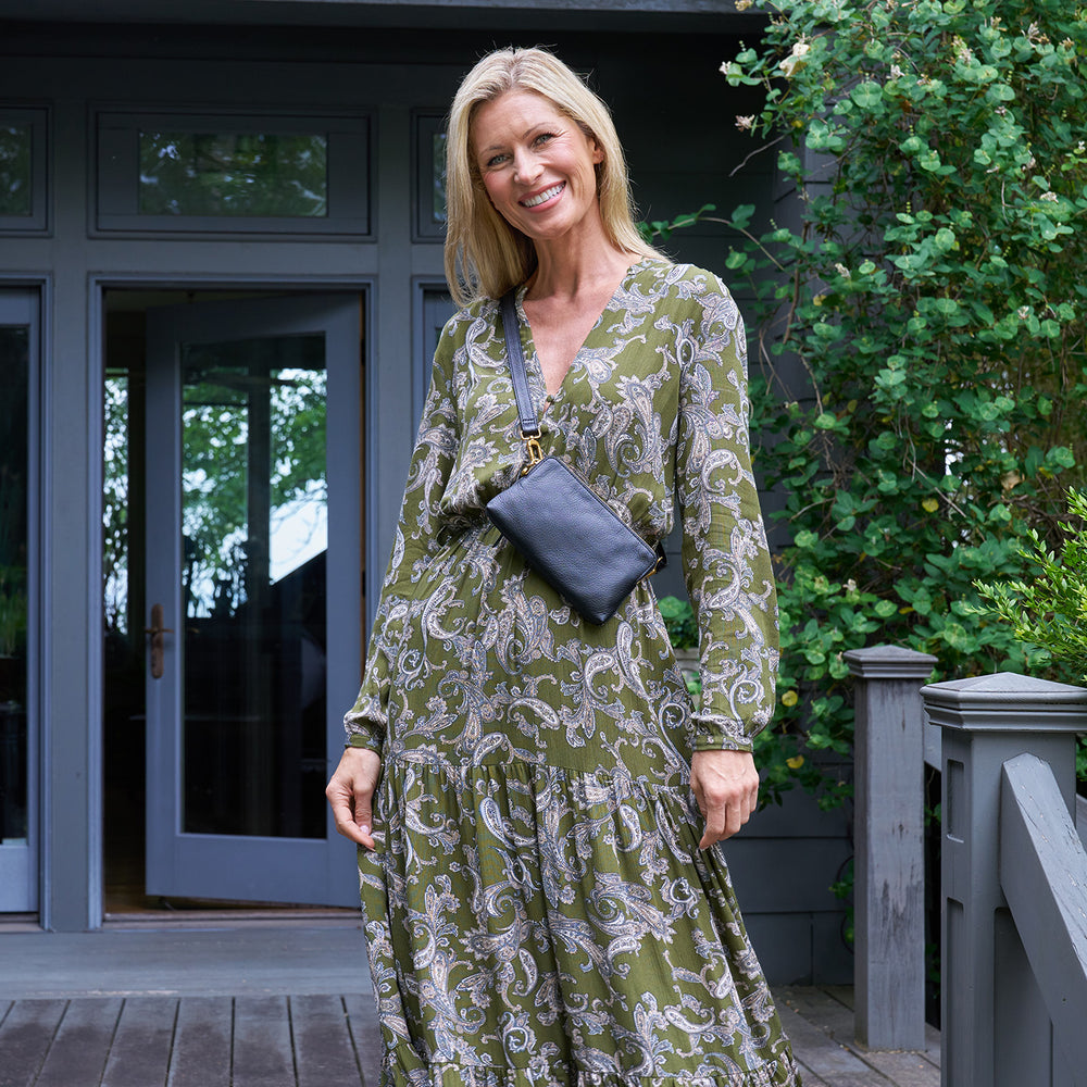 Fern Slim Belt Bag in Pebbled Leather - Black – HOBO