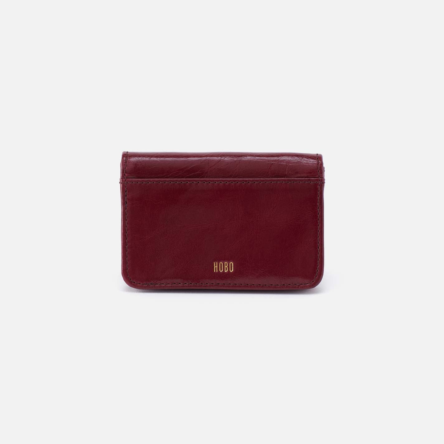 Jill Flap Card Case in Polished Leather - Saddleberry – HOBO