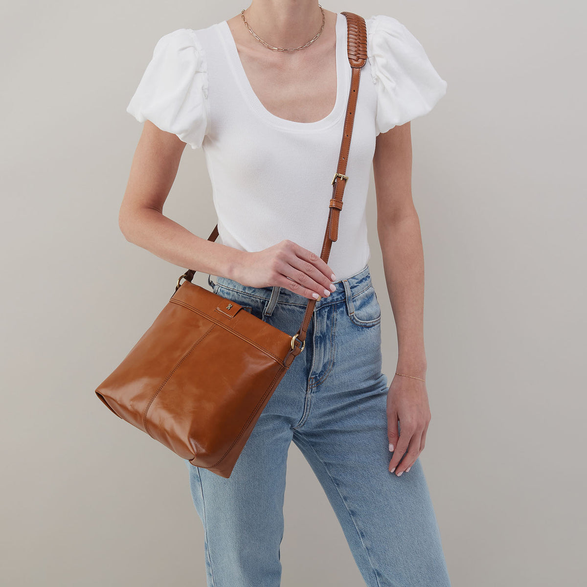 Romy Medium Crossbody in Polished Leather - Truffle – HOBO