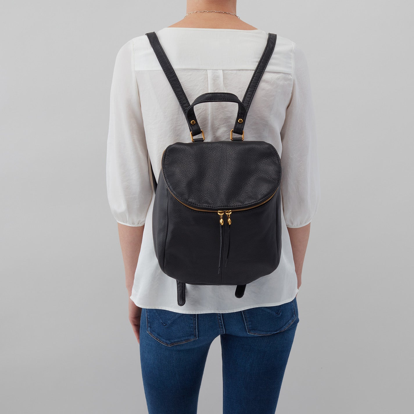 River Backpack in Pebbled Leather - Black – HOBO