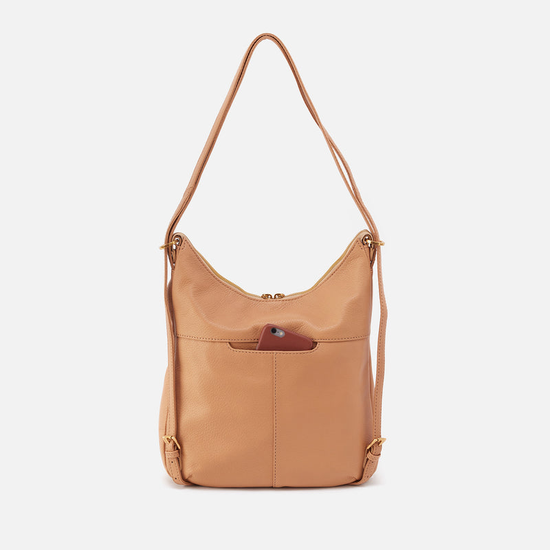 Merrin Convertible Backpack In Pebbled Leather - Sandstorm – HOBO