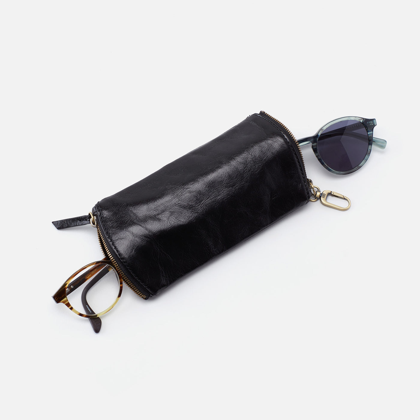 Spark Double Eyeglass Case In Polished Leather - Black – HOBO