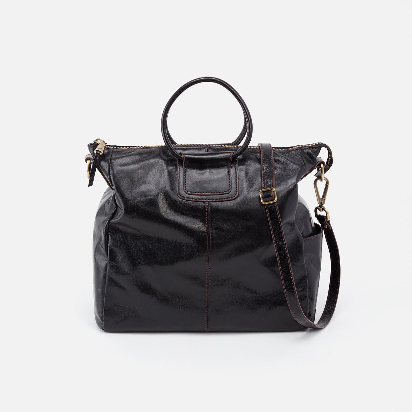 Sheila Large Satchel In Polished Leather - Black – HOBO